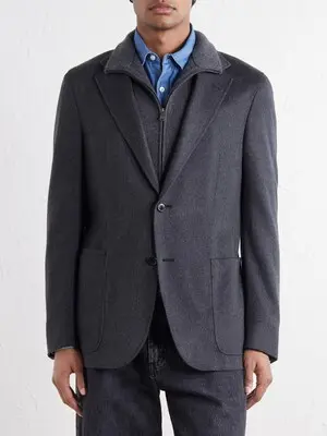 Zegna Oasi Cashmere-felt Blazer With Detachable Knitted Liner