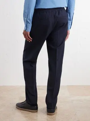 Zegna Tapered Pleated Wool-canvas Trousers