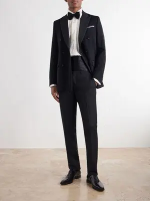 FAVOURBROOK Grosgrain-trimmed Double-breasted Wool Tuxedo Jacket