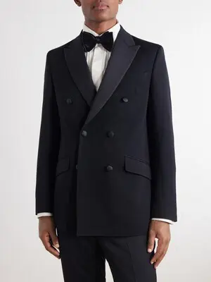 FAVOURBROOK Grosgrain-trimmed Double-breasted Wool Tuxedo Jacket