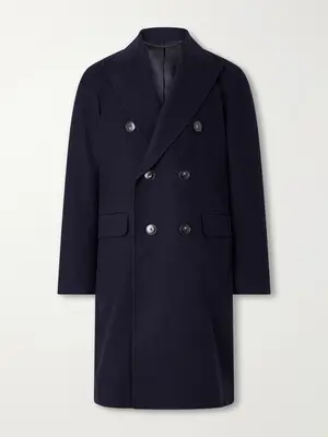Canali Double-breasted Wool Coat - Blue