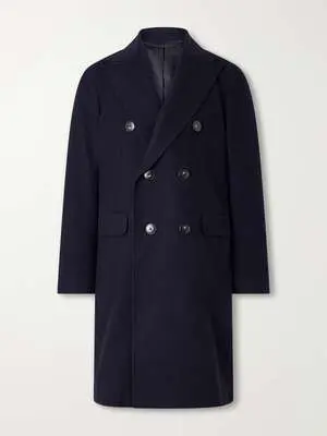 Canali Double-breasted Wool Coat - Navy