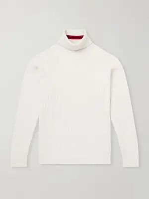 Canali Ribbed Cashmere Rollneck Sweater - Neutrals