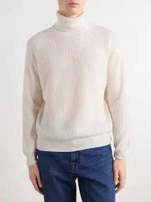 Canali Ribbed Cashmere Rollneck Sweater - Neutrals