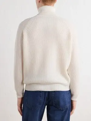 Canali Ribbed Cashmere Rollneck Sweater - Neutrals