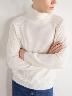 Canali Ribbed Cashmere Rollneck Sweater - Neutrals