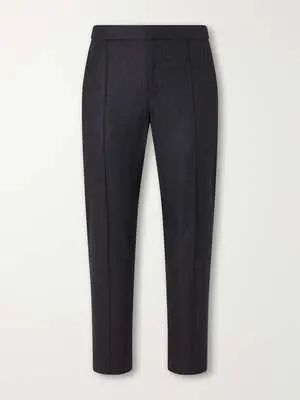 Zegna Straight-leg Wool, Cashmere And Silk-blend Trousers - Gray