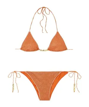 Oseree Glazed Lumière Embellished Metallic Triangle Bikini