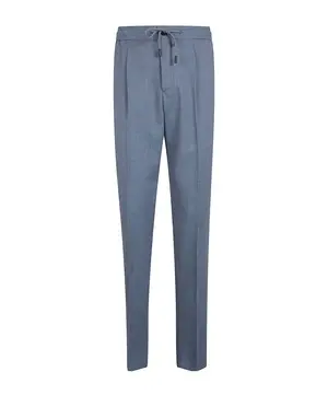 Incotex Drawstring Pleated Trousers - Blue