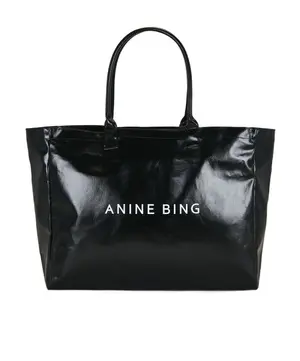 ANINE BING Leo Coated Canvas Tote - Black