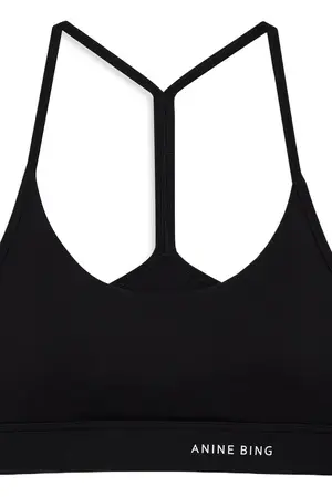 ANINE BING Eve Logo-print Racerback Sports Bra - Black