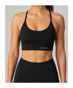 ANINE BING Eve Logo-print Racerback Sports Bra - Black