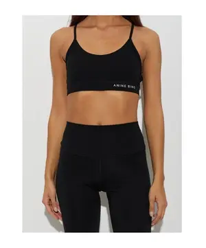 ANINE BING Eve Logo-print Racerback Sports Bra - Black