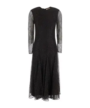 TWINSET Sequined Lace Long Sleeve Dress - Brown