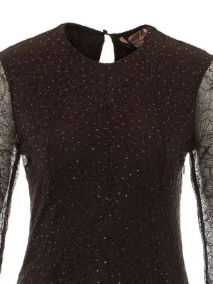 TWINSET Sequined Lace Long Sleeve Dress