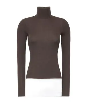 Max Mara Wool Yarn Polo-neck Sweater - Mud Color