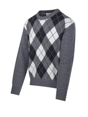 DUNST Argyle Crew Neck Knitted Sweater