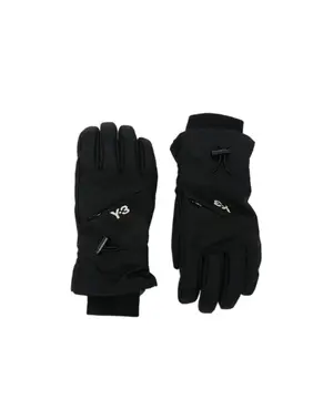 Y3 Logo-print Zip-detail Gloves