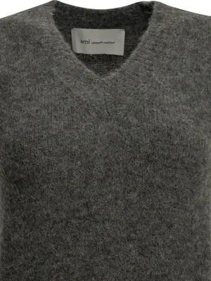 AMI Paris V-neck Logo-embroidered Sweater