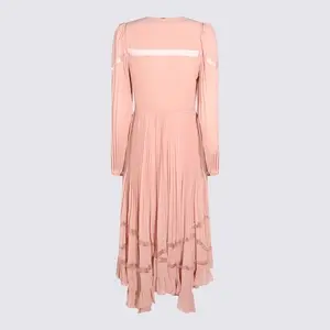 TWINSET Pleated Wrapfront Longsleeve Midi Dress