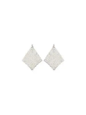 Rabanne Pixel Chainmail Earrings - Silver