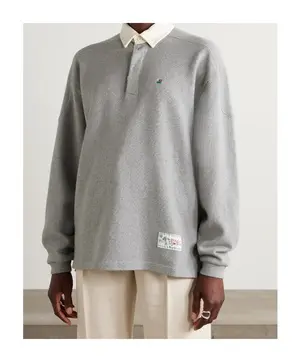 Aimé Leon Dore Crest Embroidered Ribbed Cotton Polo Shirt