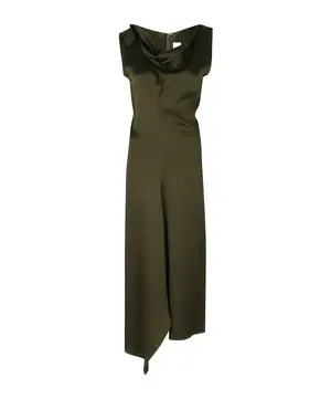 Victoria Beckham Ruffled Asymmetric Dress - Olive Green