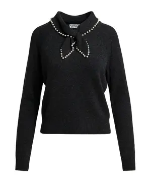 Essentiel Antwerp Kasa Pearl-trim Bow Sweater - Black