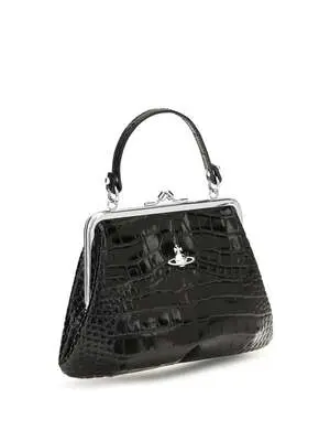 VIVIENNE WESTWOOD Granny Frame Crocodile Effect Handbag - Black
