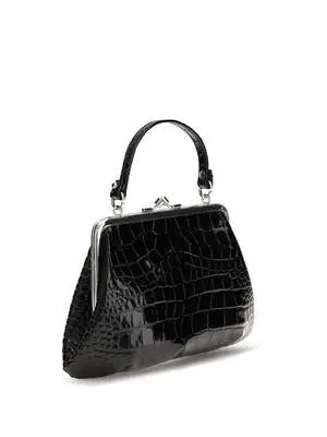 VIVIENNE WESTWOOD Granny Frame Crocodile Effect Handbag - Black