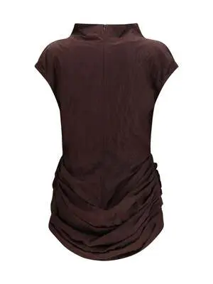 Magda Butrym Draped Mini Dress With High Collar - Brown