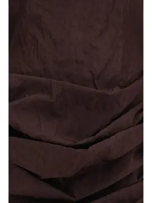 Magda Butrym Draped Mini Dress With High Collar - Brown