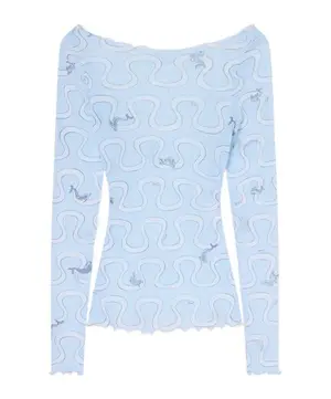 Emilio Pucci Onda Print Tulle Top - Light Blue