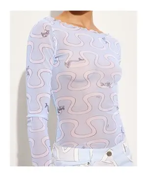 Emilio Pucci Onda Print Tulle Top