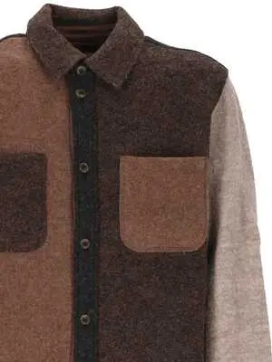 LES DEUX Colour-block Wool Overshirt