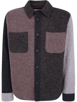 LES DEUX Colour-block Wool Overshirt