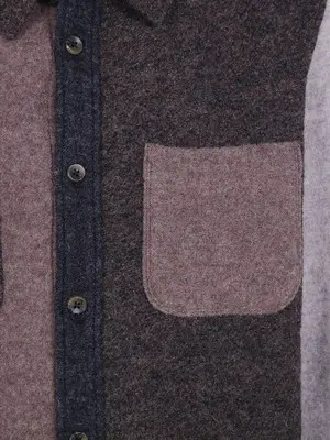LES DEUX Colour-block Wool Overshirt
