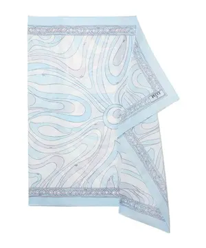 Emilio Pucci Marmo Print Cotton Sarong - Light Blue