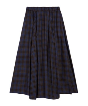 Aspesi Plaid Gatheredwaist Midi Skirt - Black