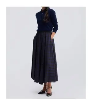 Aspesi Plaid Gatheredwaist Midi Skirt