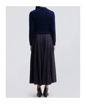 Aspesi Plaid Gatheredwaist Midi Skirt