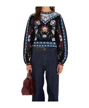 Farm Rio Floral Intarsia Knitted Sweater