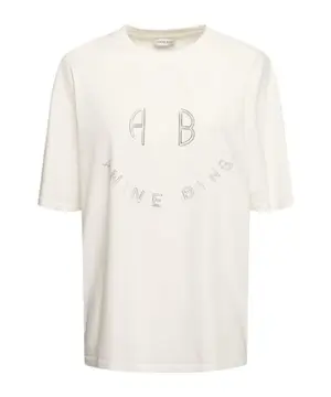 ANINE BING Kent Smiley Face Knitted T-shirt - White
