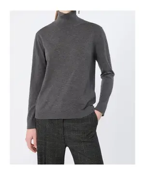 Max Mara Kiku Ribbed Turtleneck Sweater - Dark Grey