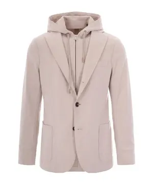 Eleventy Hooded Single-breasted Layered Jacket - No