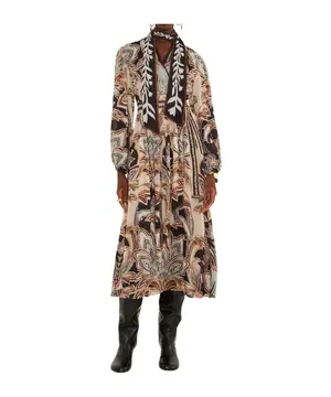 Farm Rio Printed V-neck Midi Dress - No
