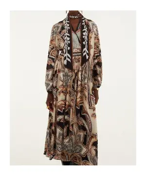 Farm Rio Printed V-neck Midi Dress