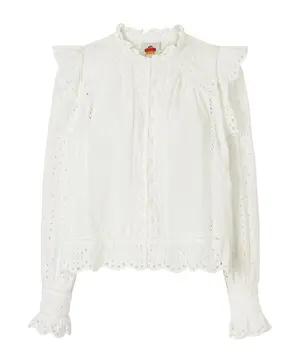 Farm Rio Cut-out Long-sleeve Shirt - Ivory