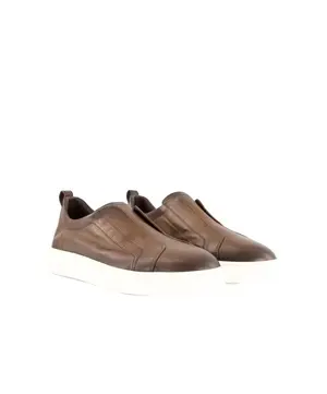 Santoni Round Toe Slip-on Sneakers