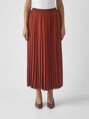 TWINSET Pleated Rawedge Midi Skirt - Red